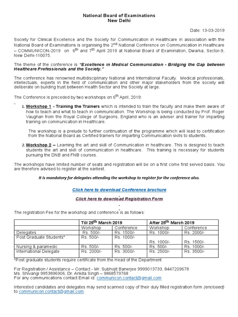 National Board of Examinations New Delhi: Healthcare Professionals and ...