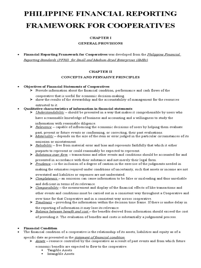 Philippine Financial Reporting Framework For Cooperatives | PDF ...