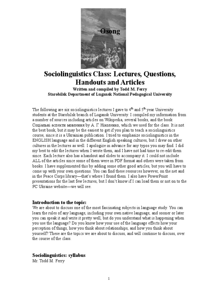 Sociolinguistics Lectures COMPILED MANUAL | PDF | Dialect | Linguistics