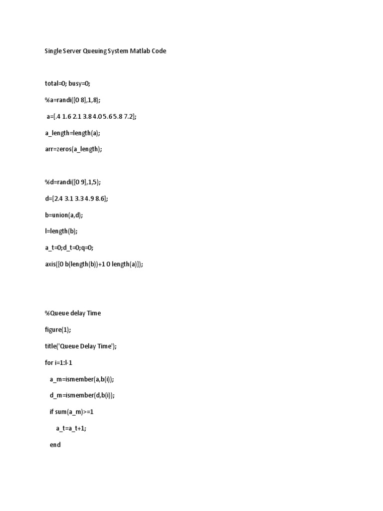 Single Server Queuing System Code | PDF