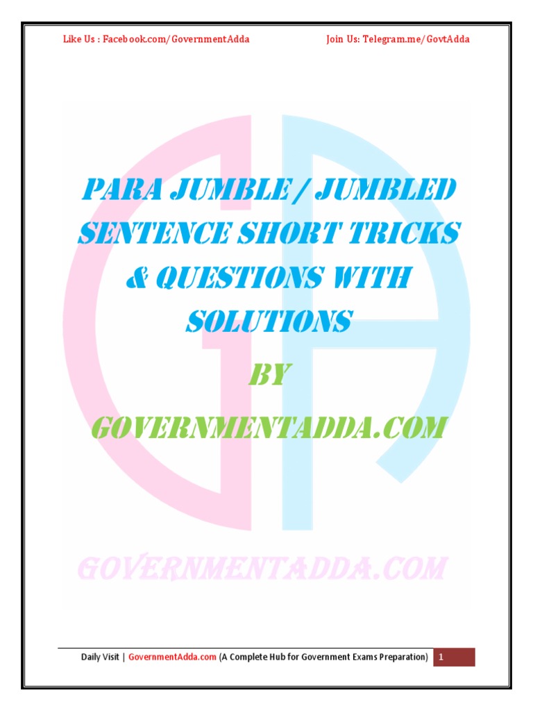 Para Jumble / Jumbled Sentence Short Tricks & Questions With Solutions ...