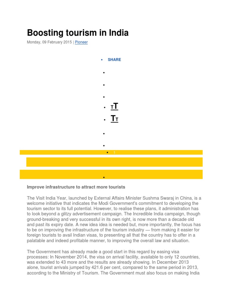Boosting Tourism in India | PDF | Tourism | Economies