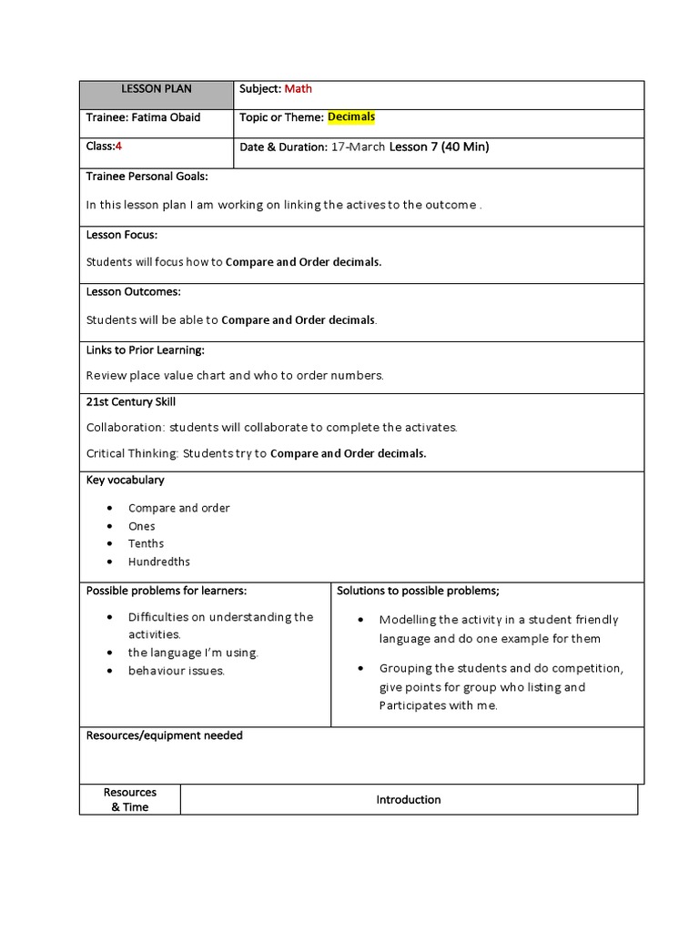 Lesson Plan 7 | Download Free PDF | Lesson Plan | Teachers