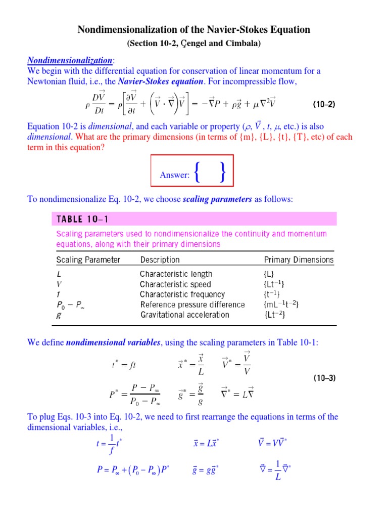 Nondimensionalization of NS Equation | PDF | Equations | Classical ...