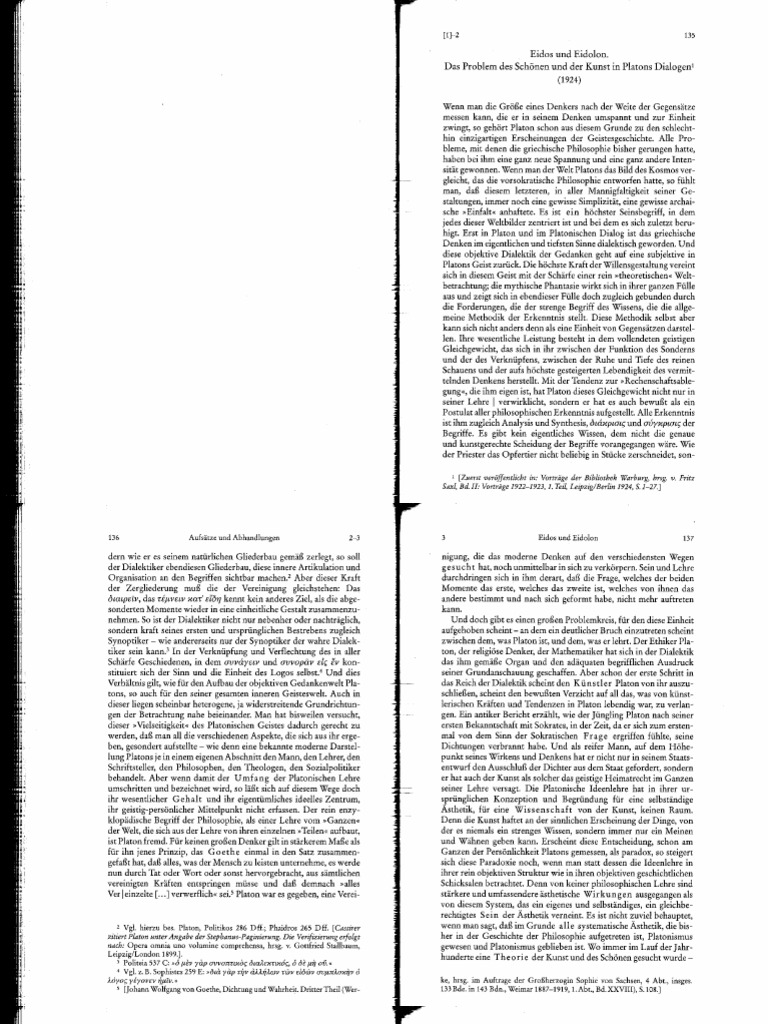 Ernst Cassirer Eidos Und Eidolon PDF | PDF