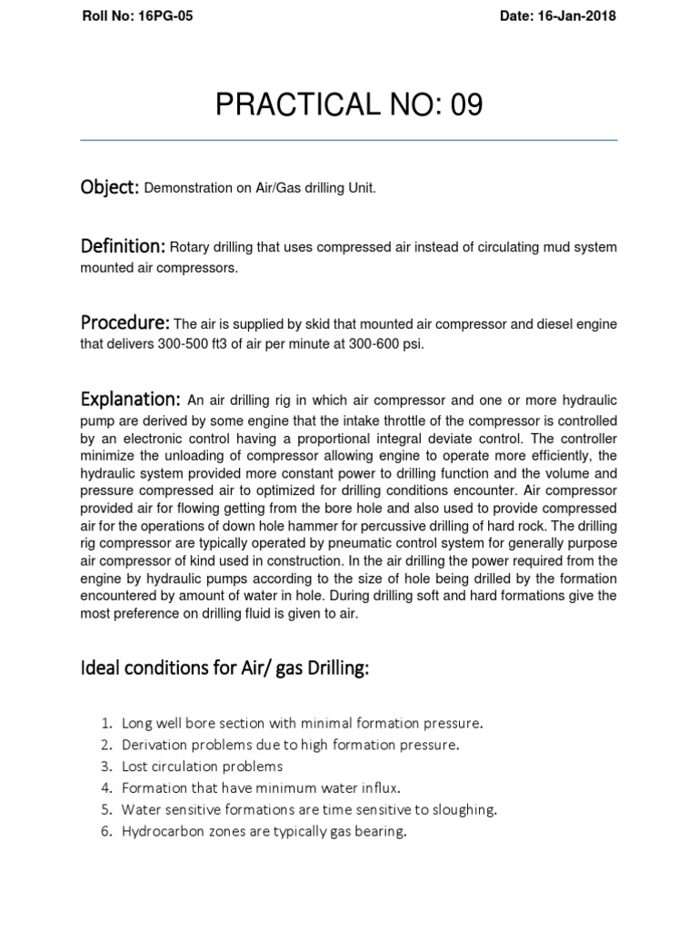 Air/Gas Drilling Techniques Overview | PDF | Drilling Rig | Engines