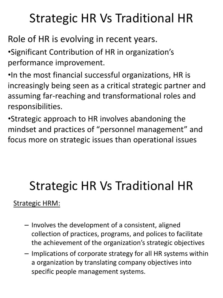 Strategic HR Vs Traditional HR: Role of HR Is Evolving in Recent Years ...