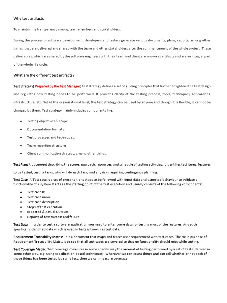 Test Artifacts | PDF | Software Testing | Systems Theory