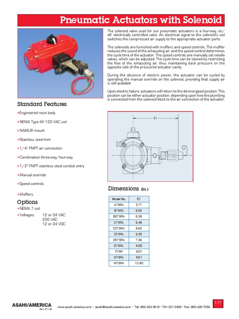Datasheet Pneumatic Actuator With Solenoid | PDF | Valve | Actuator