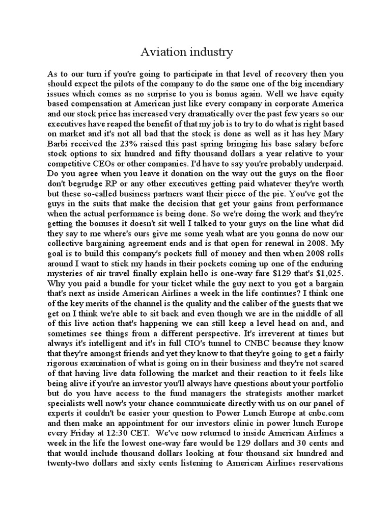 Aviation Industry Script | PDF | Airlines | Ticket (Admission)