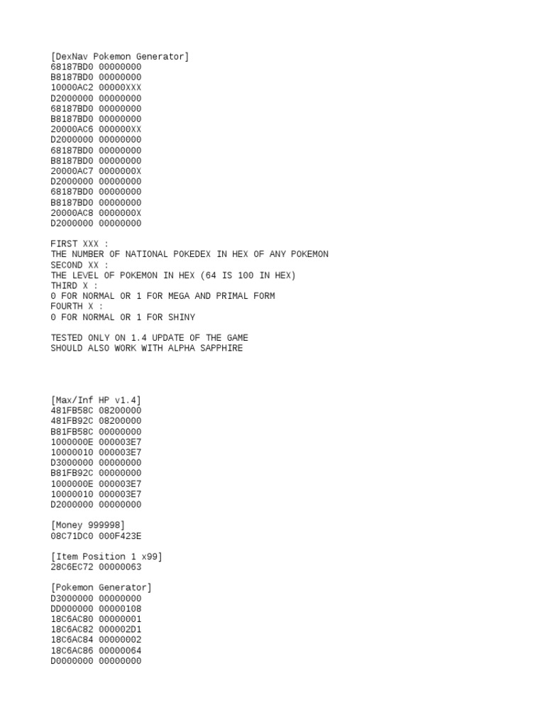 Omega Ruby Cheats | PDF | Video Game Design | Series Of Children's Books