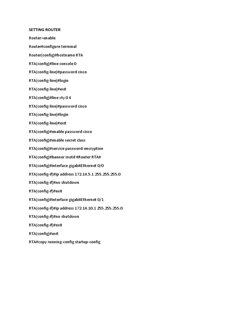 Setting Router & Switch | PDF | Computer Network | Computer Architecture