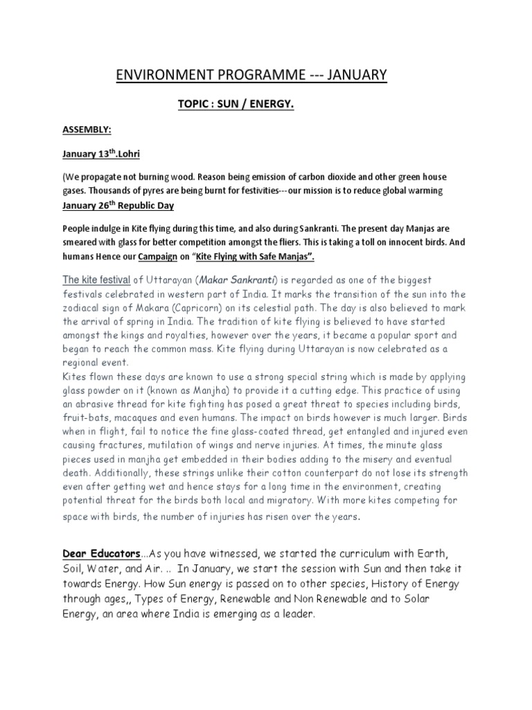 January Lesson Plan Pdf Fuels Energy Development