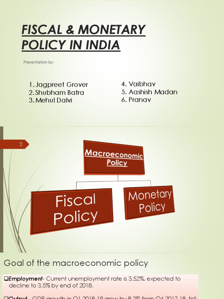 Fiscal and Monetary Policy in India | PDF | Fiscal Policy | Government ...