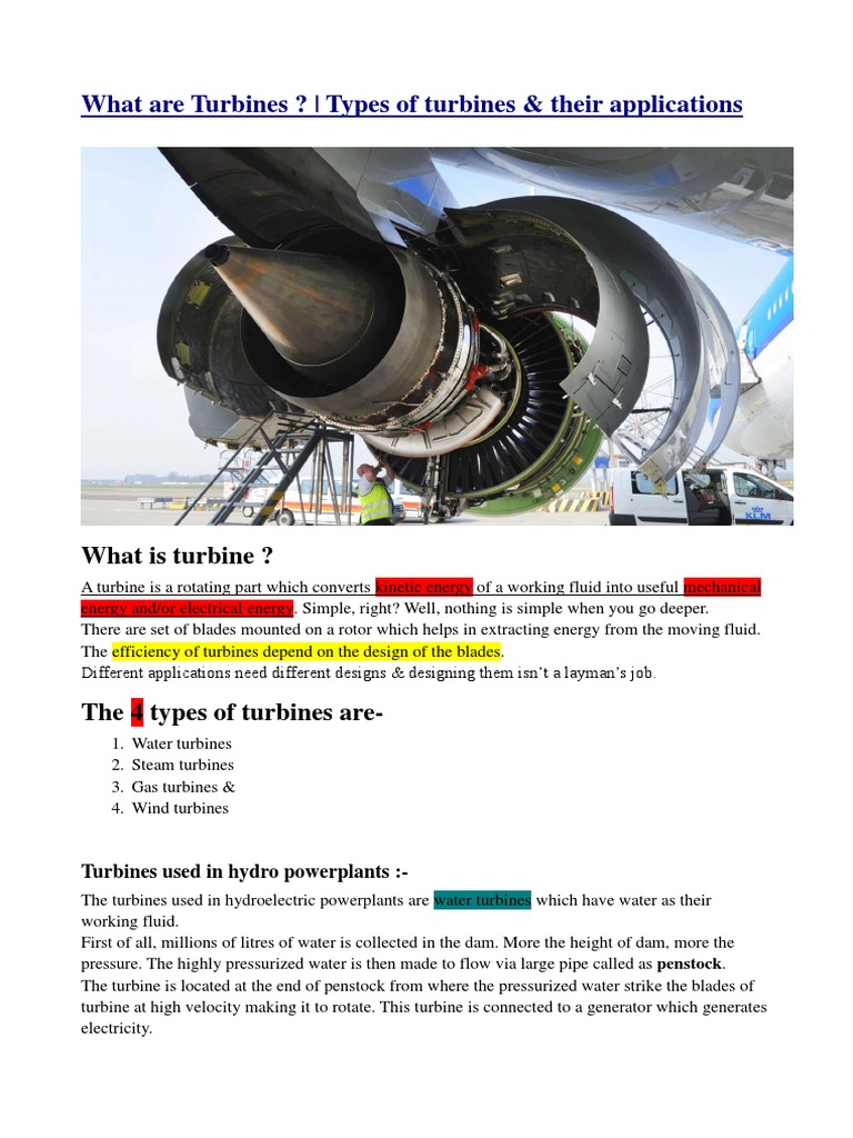 What Are Turbines ? - Types of Turbines & Their Applications | PDF ...
