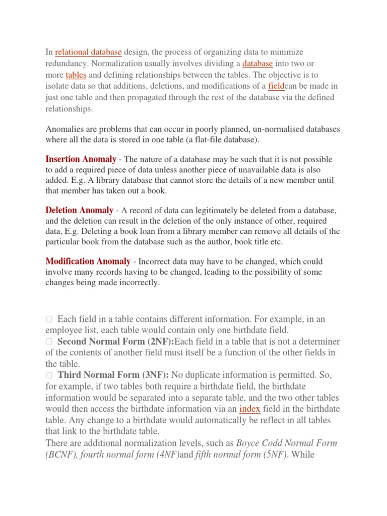 Relational Database Database Tables Field Insertion Anomaly Pdf Databases Information