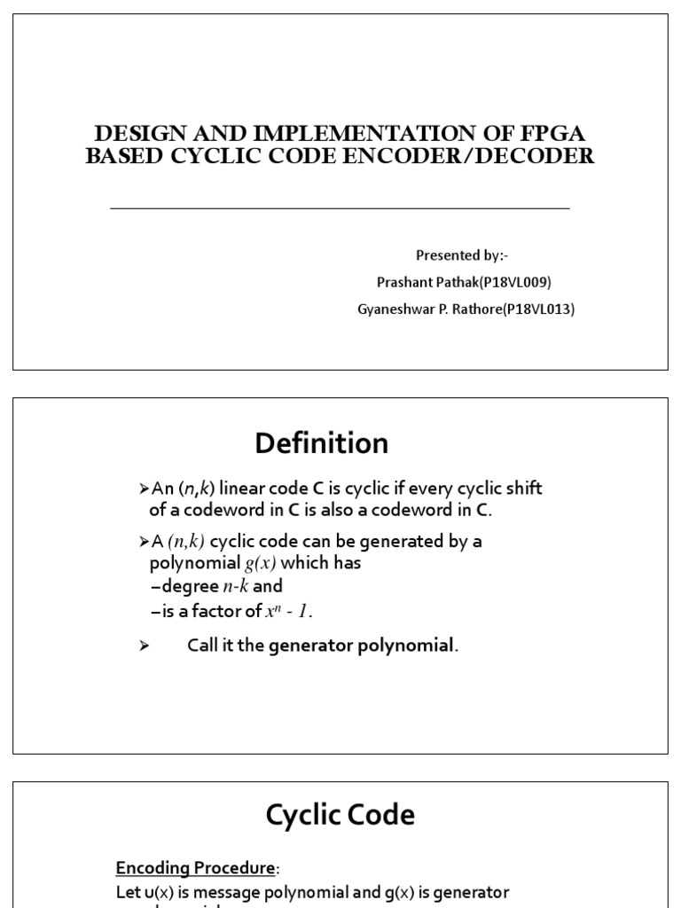 Design and Implementation of FPGA Based Cyclic Code | PDF | Technology ...