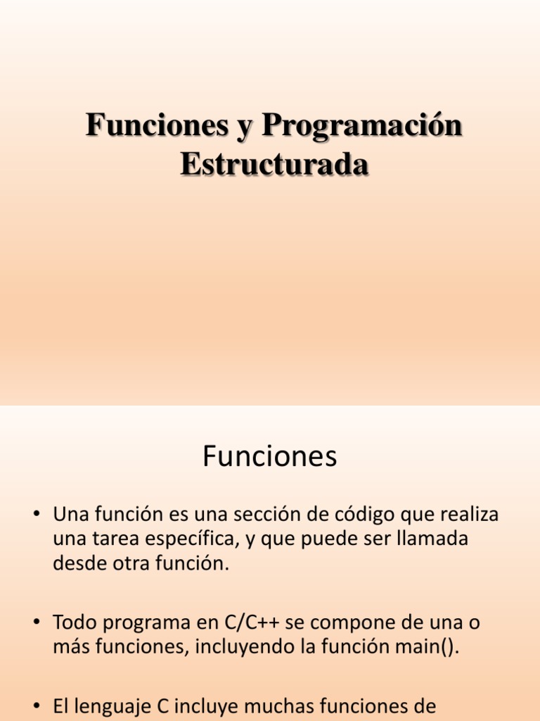 Funciones y Programacion Estructurada | PDF | Programación de ...