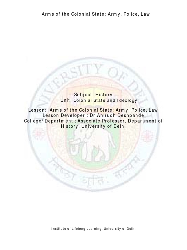 3.1 Arms of The Colonial State Army, Police and Law | PDF | Indian ...