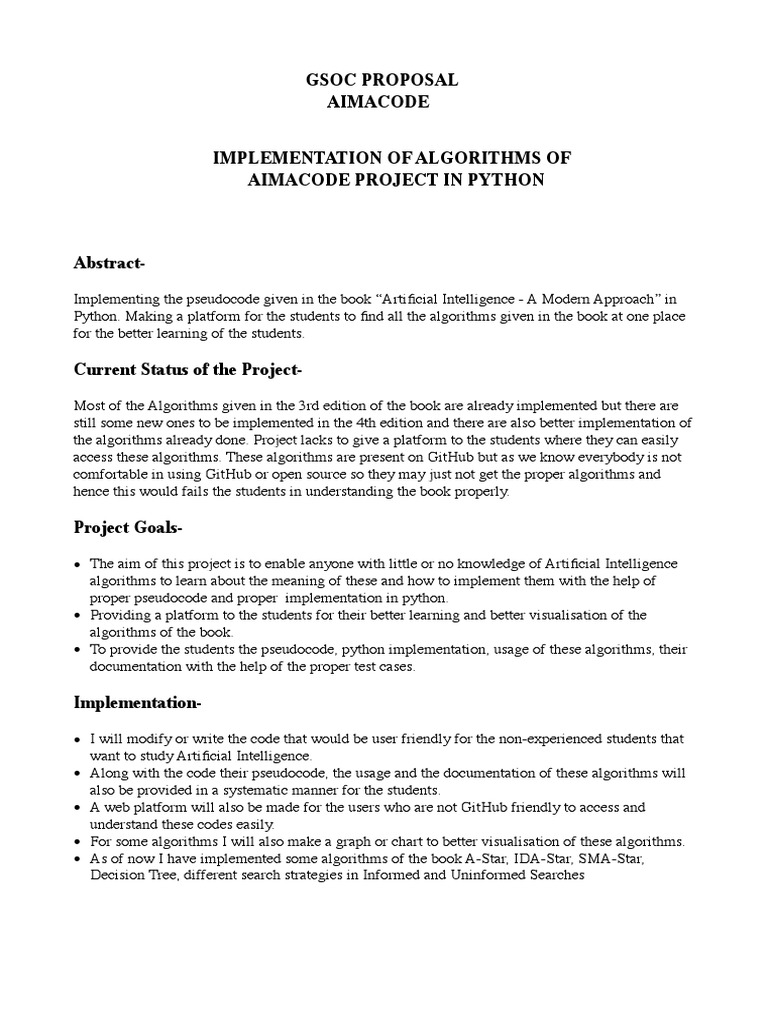 Gsoc Proposal Aimacode | PDF | Artificial Intelligence | Intelligence (AI) & Semantics