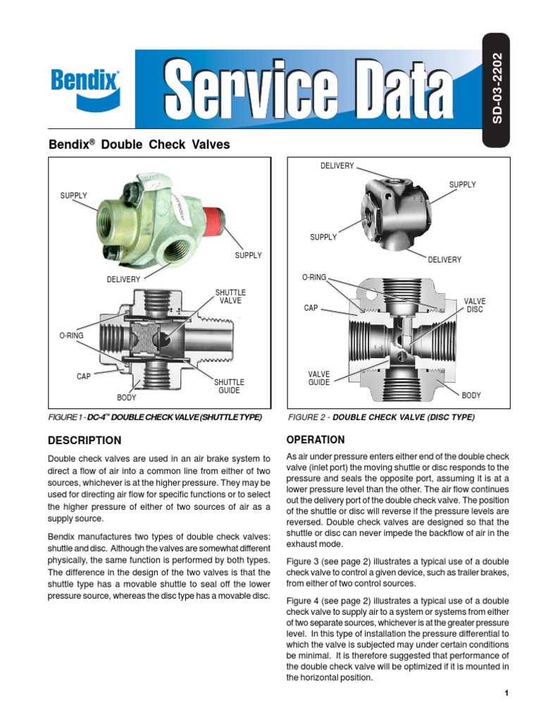 Bendix Double Check Valves: Delivery Supply | PDF | Valve | Brake