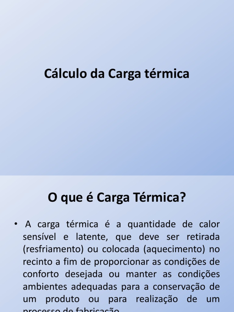 Cálculo Da Carga Térmica | PDF | Calor | Termodinâmica