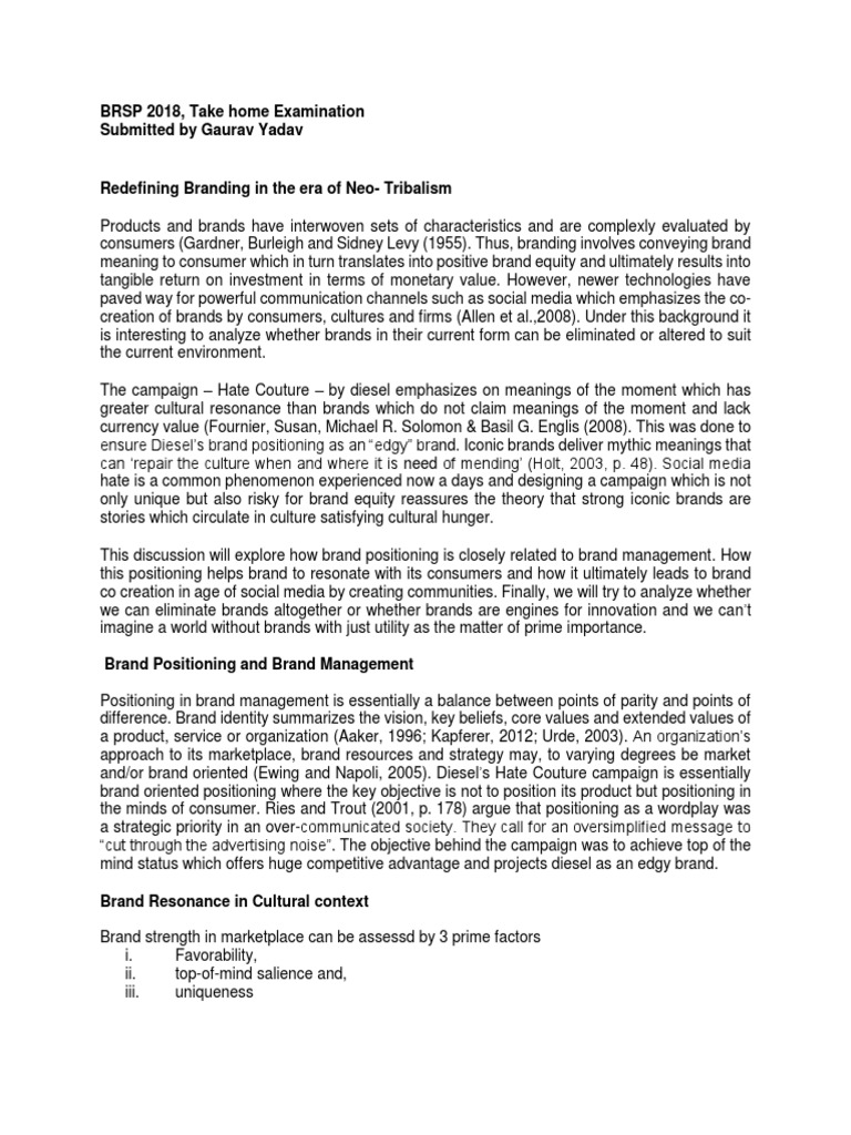 Neo Tribalism in Branding | PDF | Brand | Brand Management