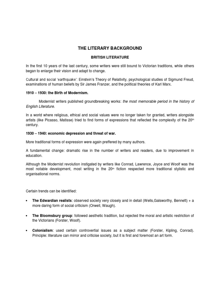 The Literary Background: English Literature | PDF | Victorian ...