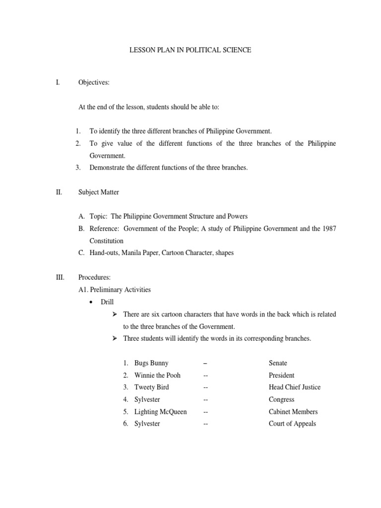 Lesson Plan in Political Science