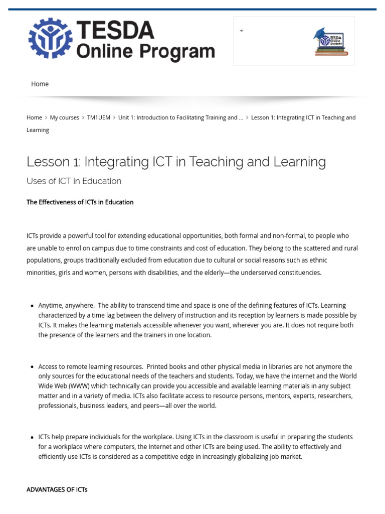 Lesson 1: Integrating ICT in Teaching and Learning | Educational ...