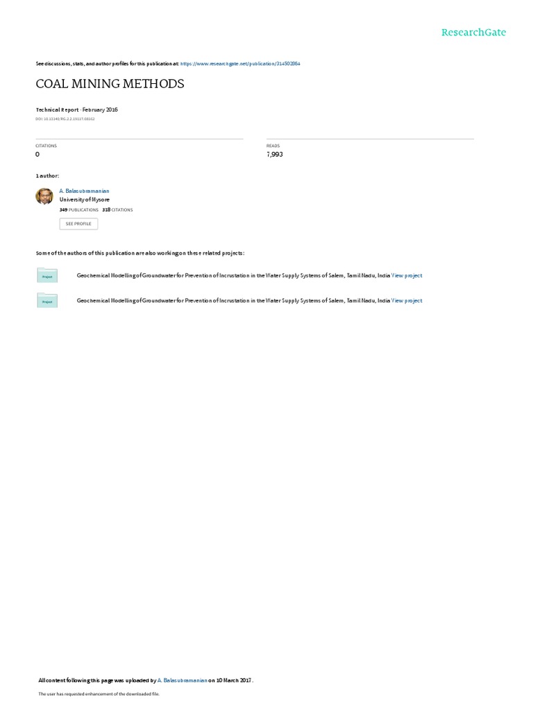 Coal Mining Methods | PDF | Coal Mining | Surface Mining