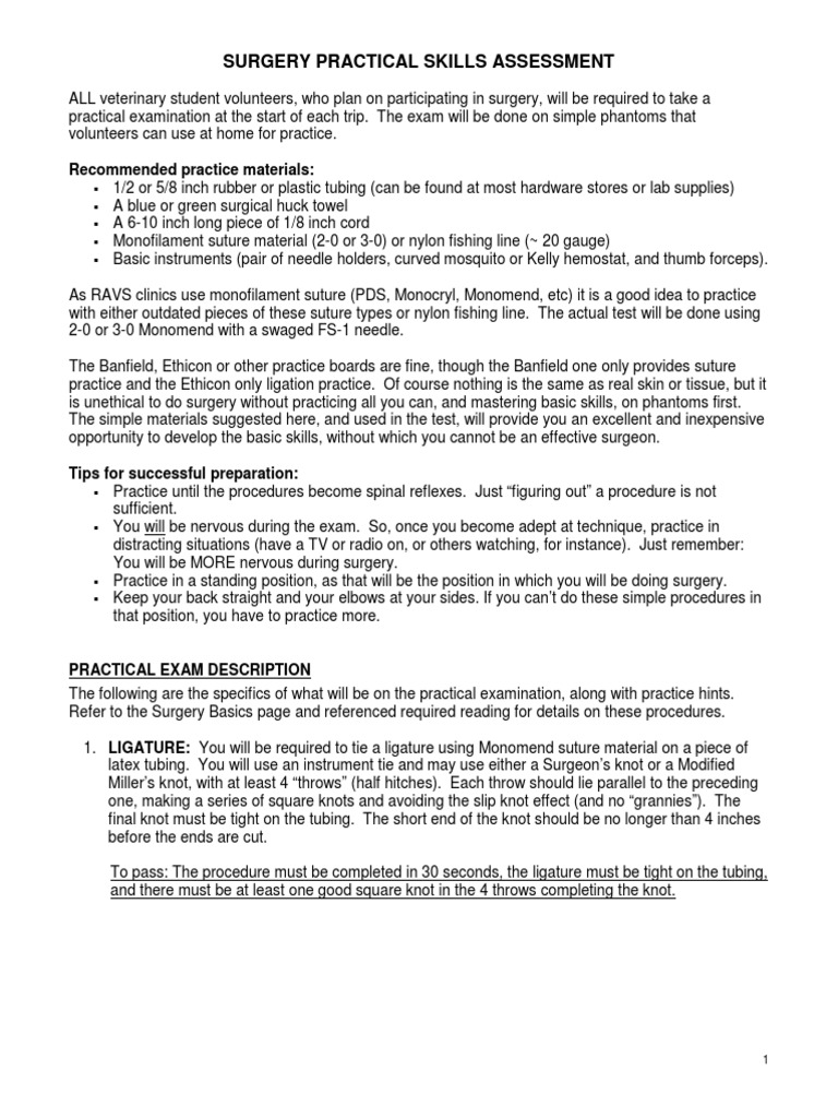 Surgery Practical Exam Rating Guide | Download Free PDF | Surgical ...