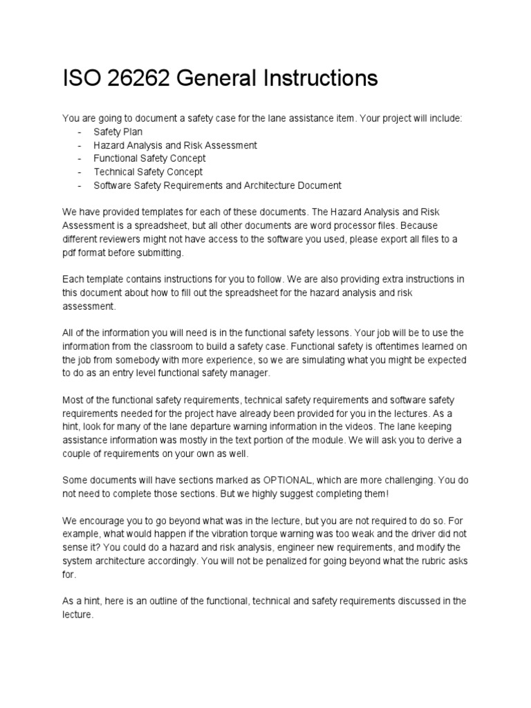 ISO 26262 General Instructions | PDF | Hazards | Risk Assessment