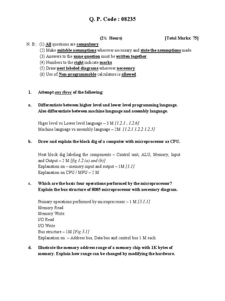 Q. P. Code: 08235 | PDF | Central Processing Unit | Binary Coded Decimal