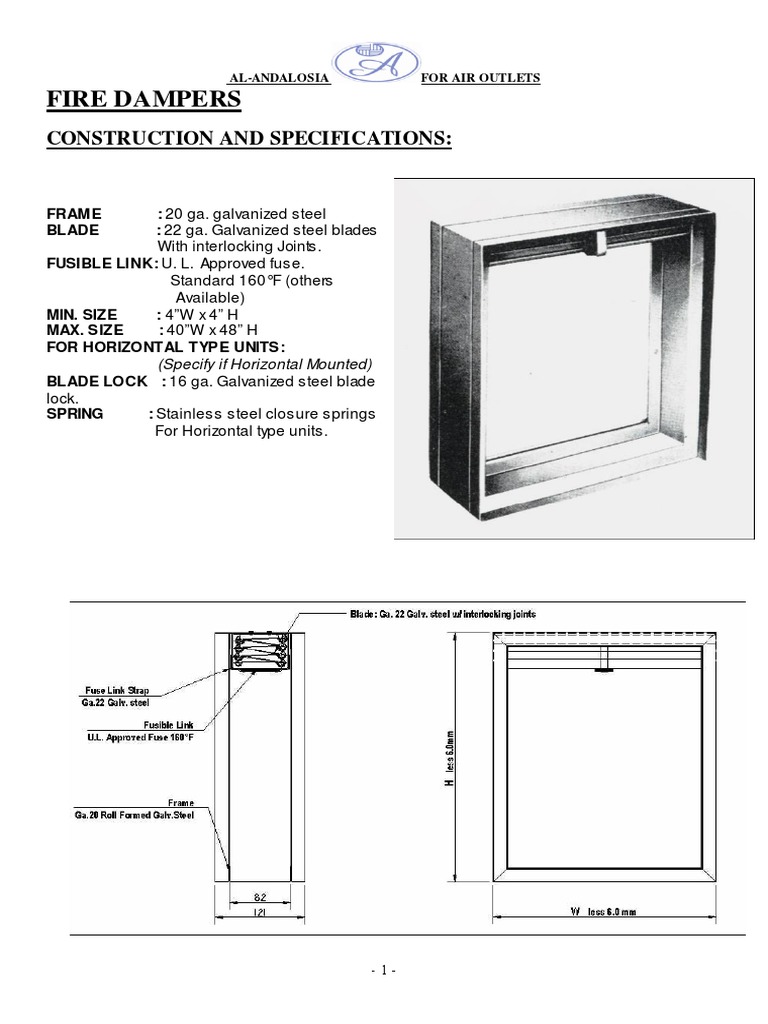 Fire Dampers: Construction and Specifications | PDF | Fuse (Electrical ...