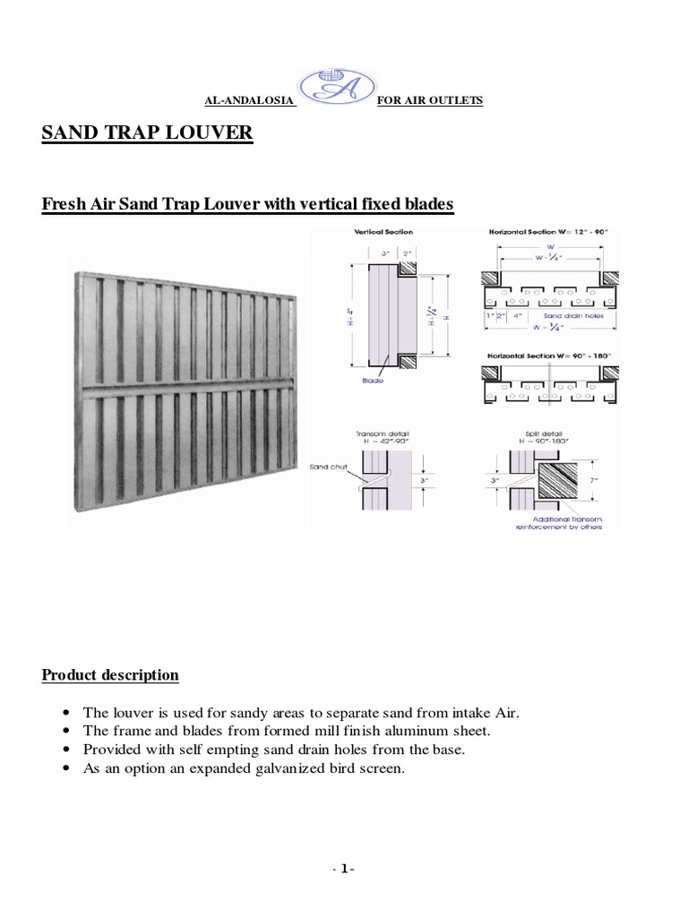 Fresh Air Sand Trap Louver With Vertical Fixed Blades | PDF