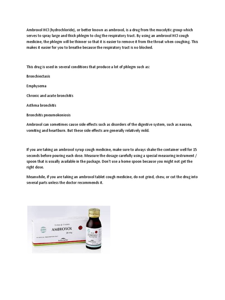 Ambroxol HCl: Uses, Dosage, and Side Effects | PDF | Science & Mathematics