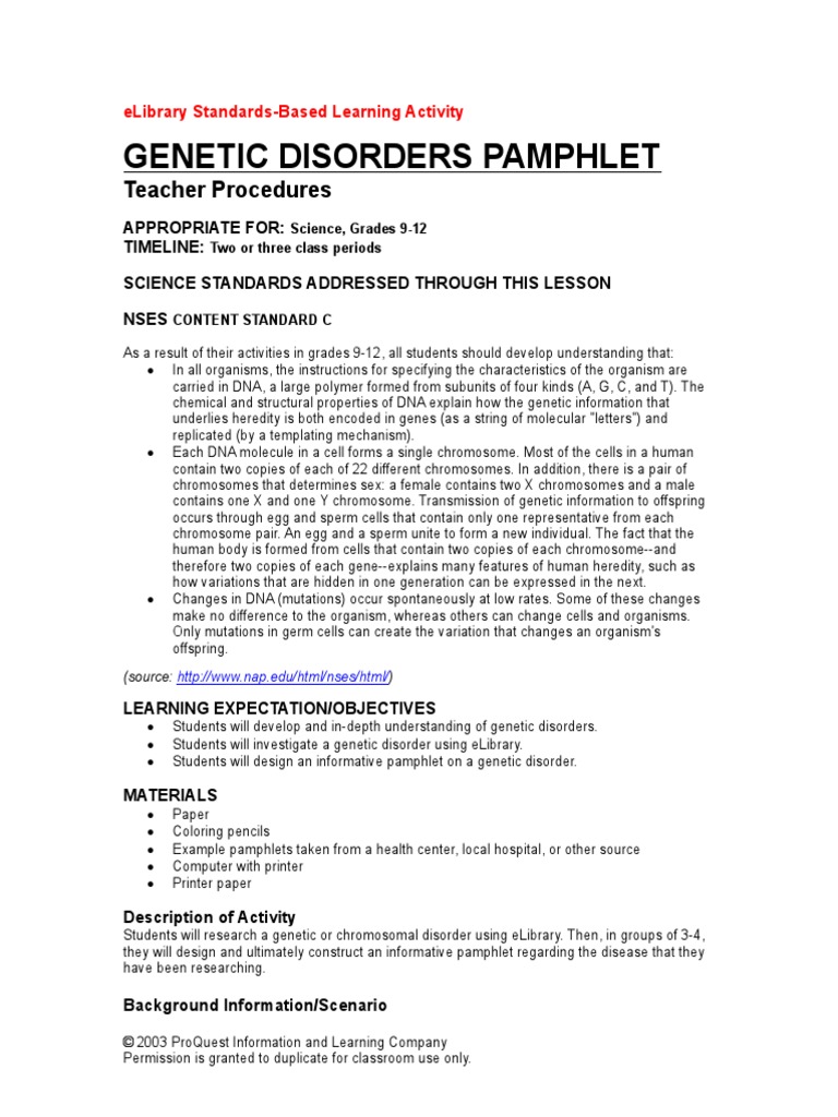 BCL SBLA Science 9-12 Geneticdisorders | PDF | Heredity | Mutation