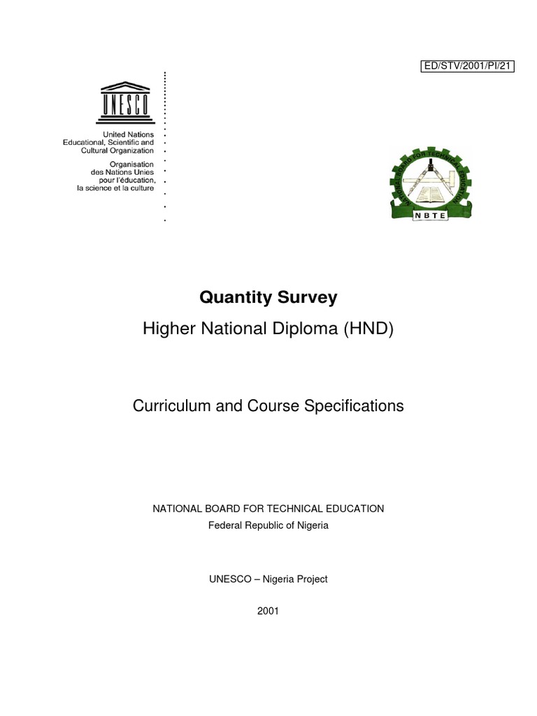 Quantity Survey Course Outline PDF | PDF | Concrete | Curriculum