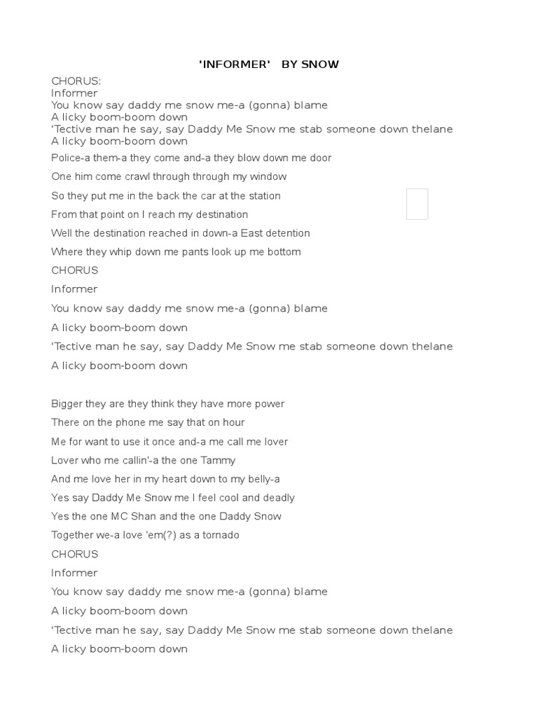 'Informer' by Snow | PDF | Leisure