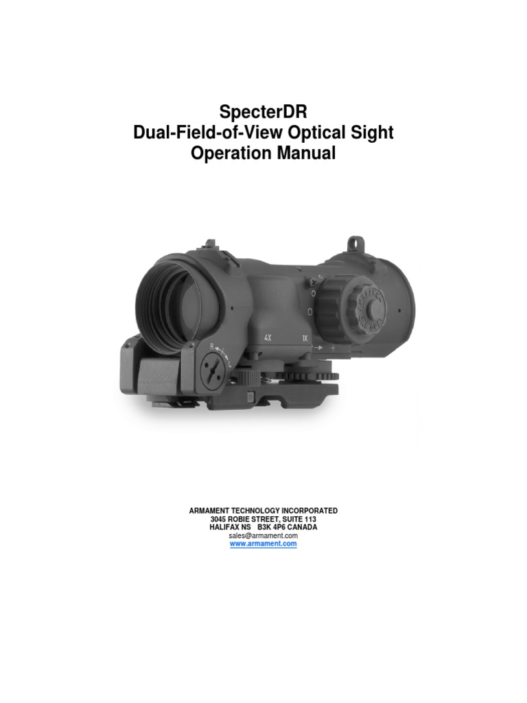SpecterDR Dual-Field Sight Manual | PDF | Telescopic Sight | Firearms
