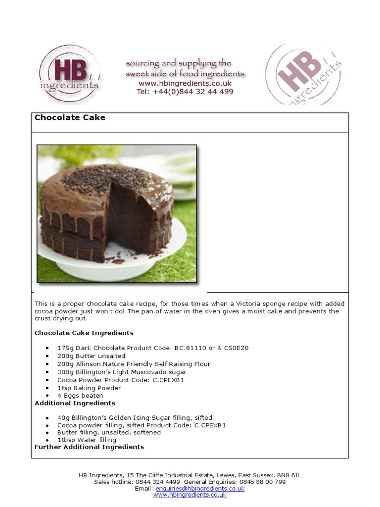 Chocolate Cake Pdf Cakes Chocolate