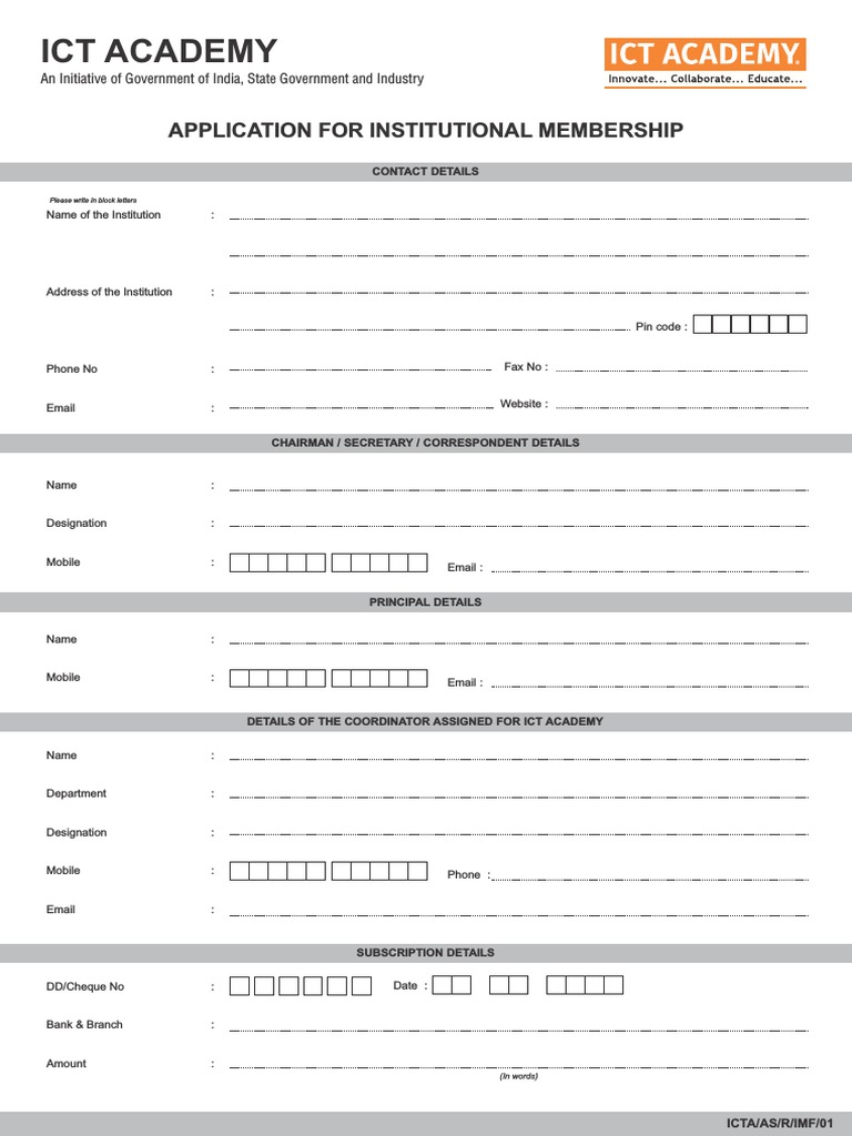 Institutional Membership Application Form | PDF | Information ...