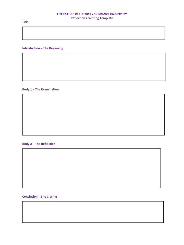 Reflection Writing Template - Literature in ELT | PDF