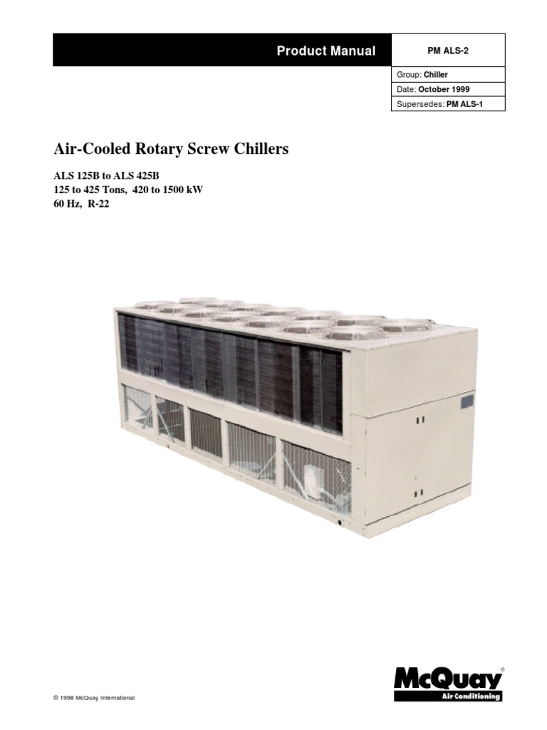 Air-Cooled Rotary Screw Chillers: Product Manual | PDF | Building ...