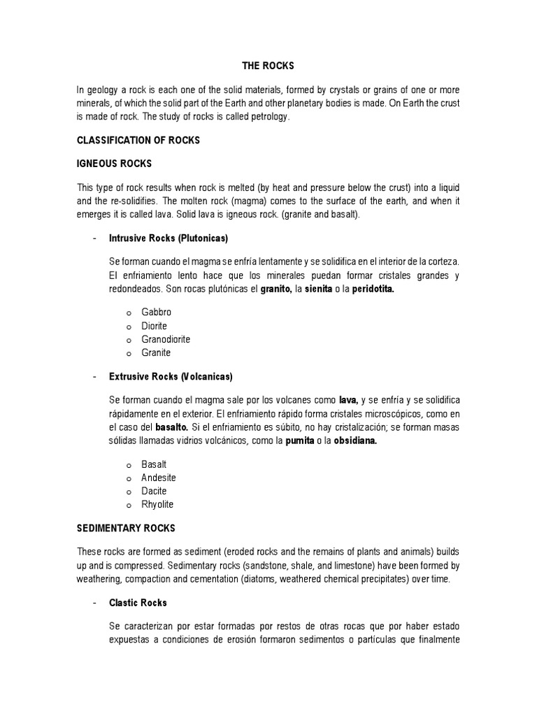 The Rock Cycle - English Class | PDF | Lava | Roca (geología)