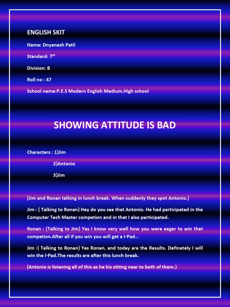 ENGLISH SKIT-Dnyanesh Patil | PDF