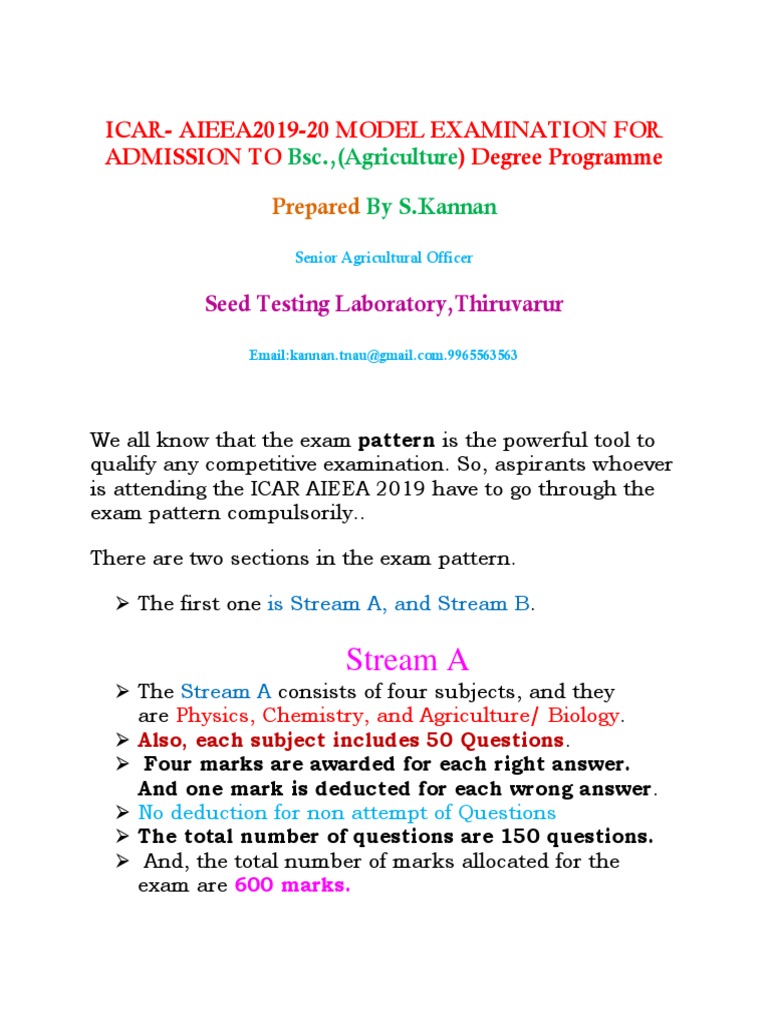 ICAR MODEL EXAMination Kannan | PDF | Solution | Colloid