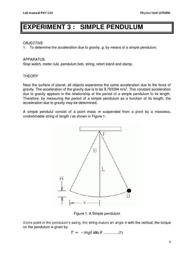 Experiment 3: Simple Pendulum | PDF | Pendulum | Natural Philosophy