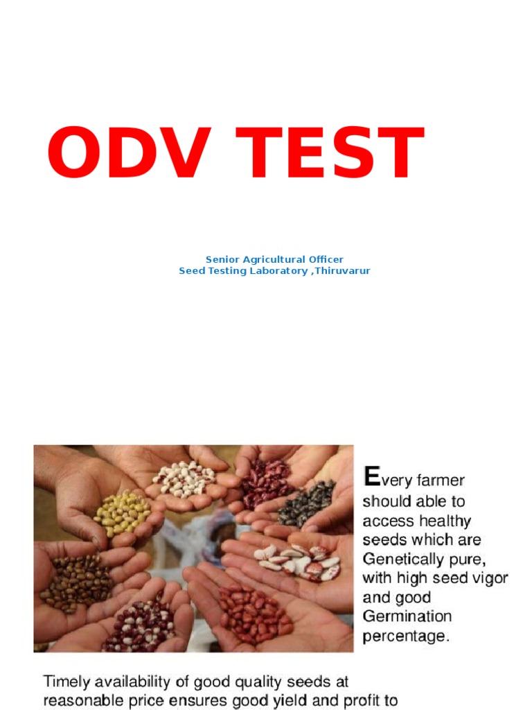 Odv Test: Senior Agricultural Officer Seed Testing Laboratory ...